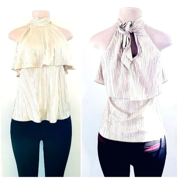 Tops | Gold Ruffled Top | Poshmark